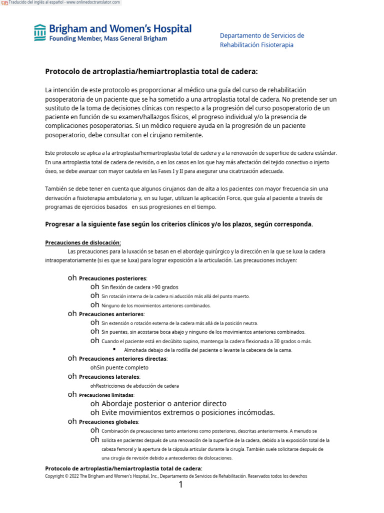 Tha-Protocol en Es | PDF | Rodilla | Terapia física