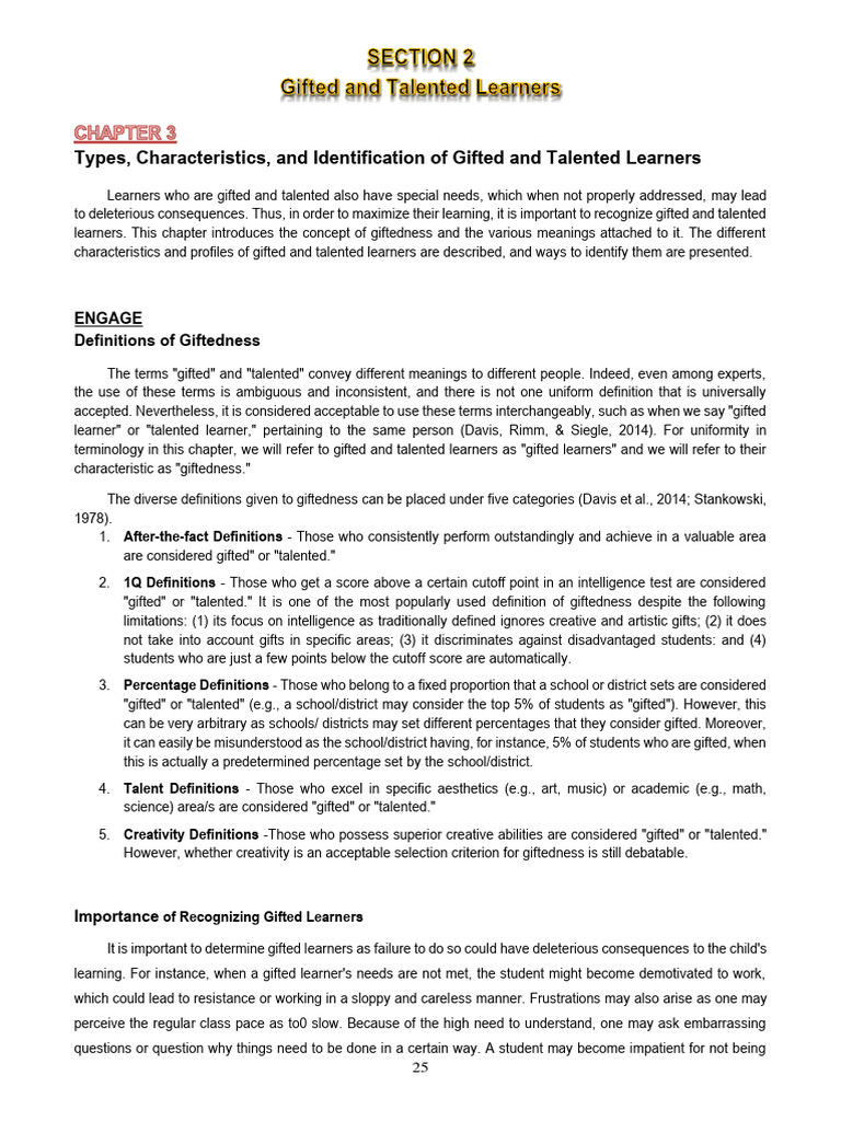 Ped105 Section 2 | PDF | Intellectual Giftedness | Gifted Education