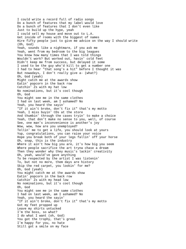 NF Motto Lyrics | PDF | Albums