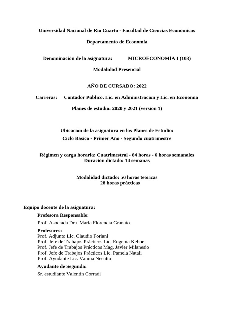 Progra Microeconomia 1 | PDF Progra Microeconomia 1 | PDF