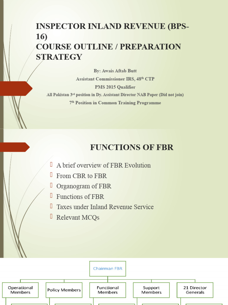 1 Functions of FBR | PDF | Taxes | Employment