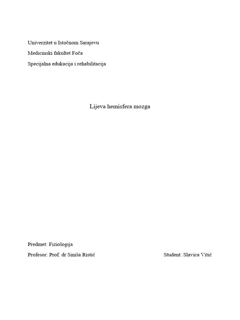 Lijeva Hemisfera Mozga. SV | PDF