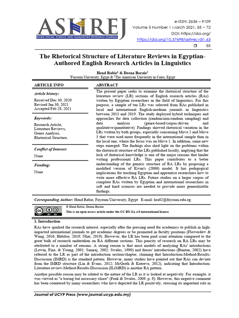 The Rhetorical Structure of Literature Reviews in | PDF | Theory ...