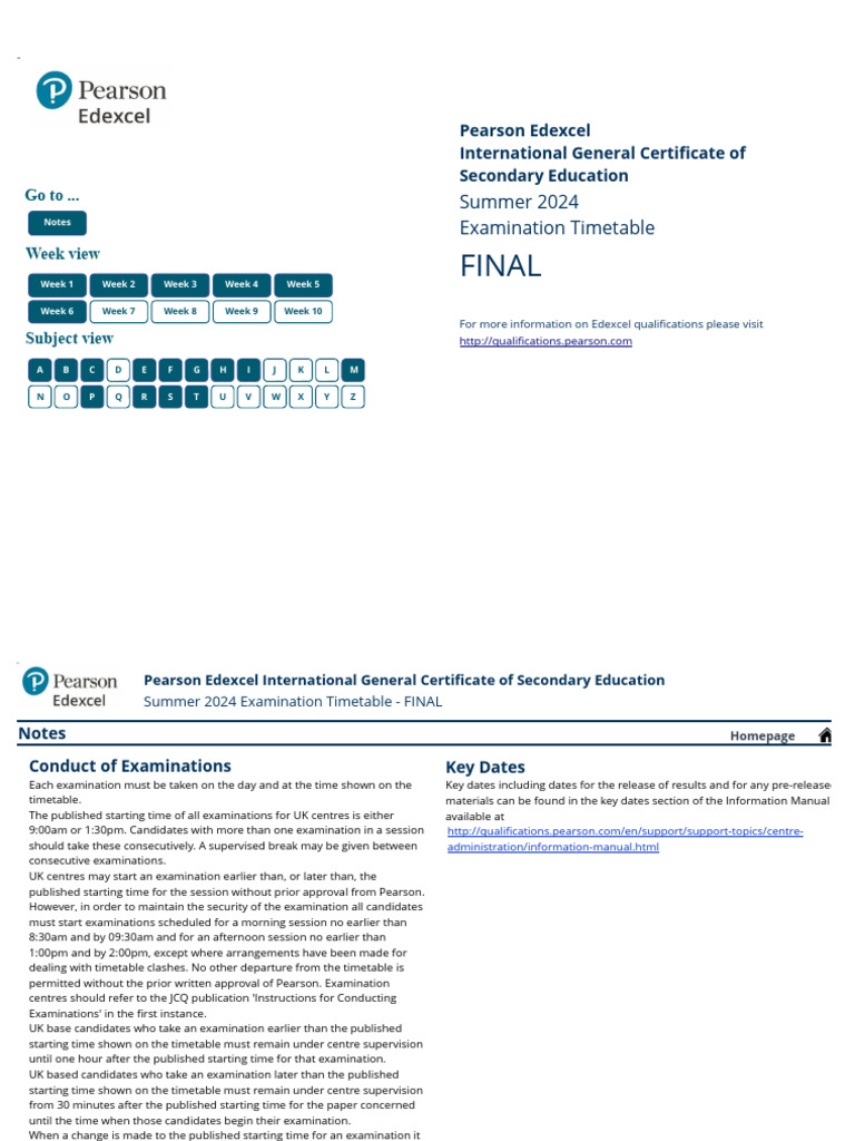 IGCSE Exam Timetable 2024 | PDF