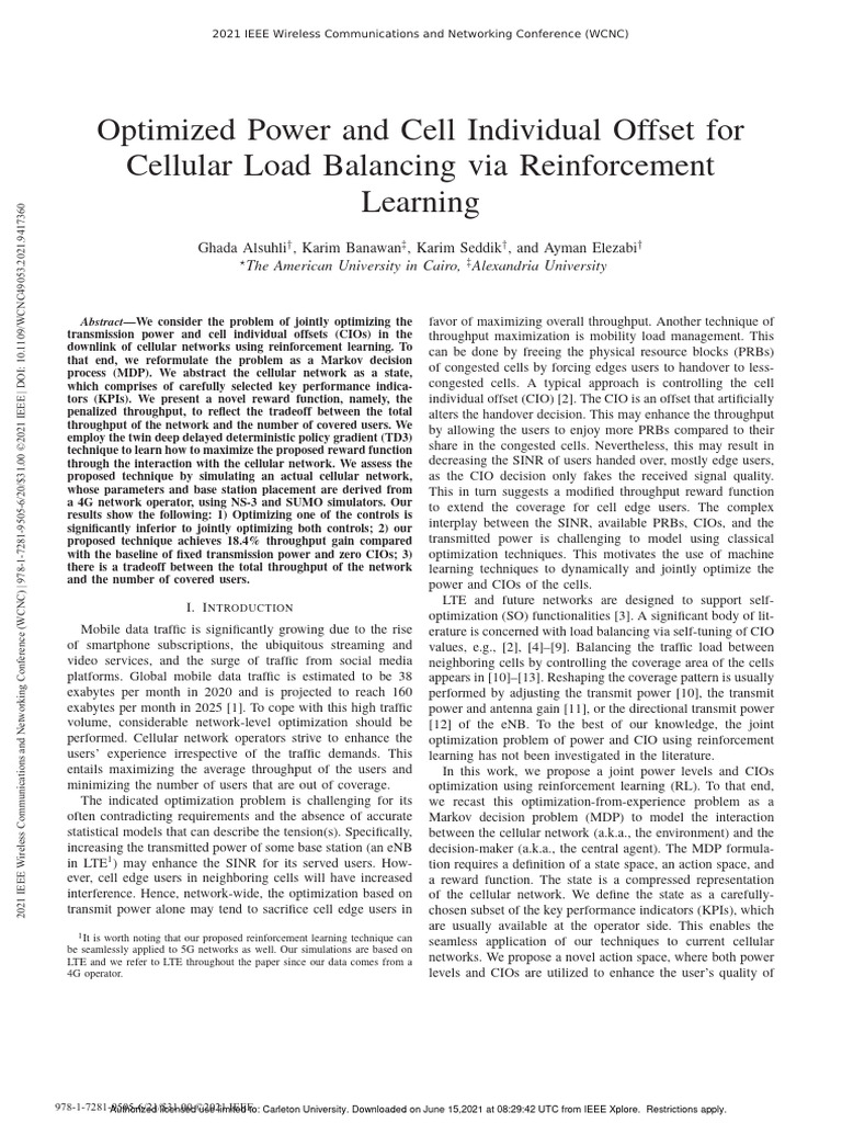 Optimized Power and Cell Individual Offset For Cellular Load Balancing ...