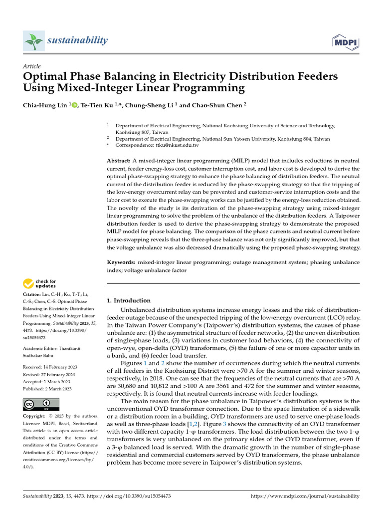 #Optimal Phase Balancing in Electricity Distributio | PDF | Electric ...