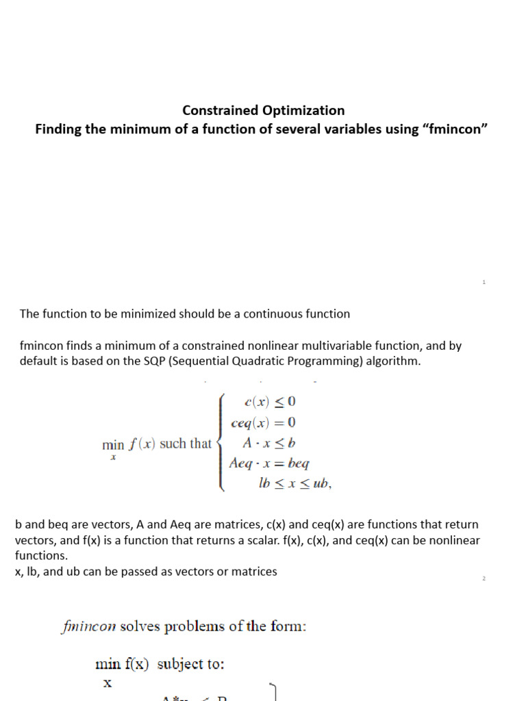 Lec6 Fmincon | PDF | Teaching Methods & Materials