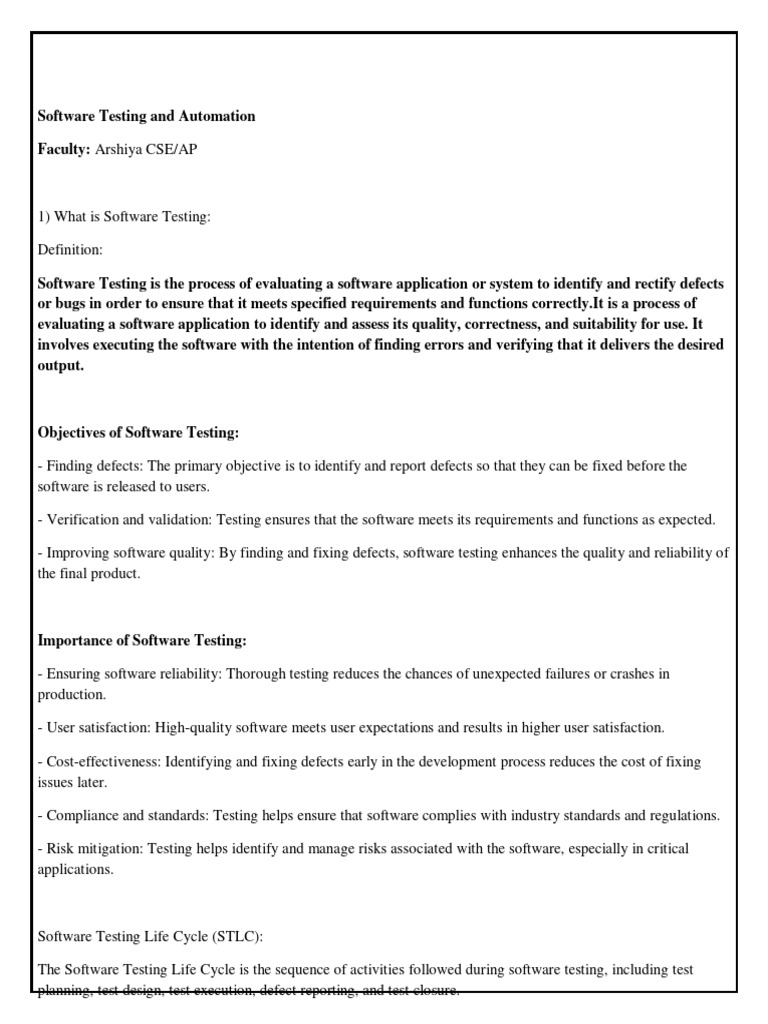 Software Testing Unit 1 Pdf Software Testing Reliability Engineering 3564
