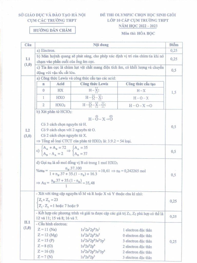 HSG 10 HÀ NỘI CẤP CỤM 2023 (ĐA) | PDF