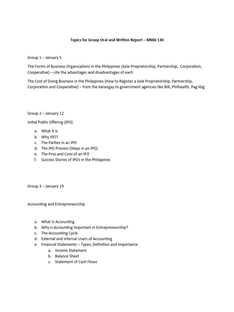 Business Report Topics for MMA 130 | PDF