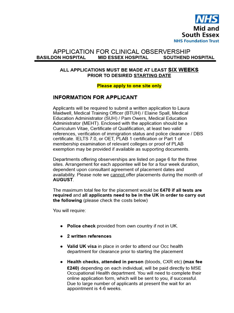 UPDATED - MSE Clinical Observer Application May 2023 | PDF