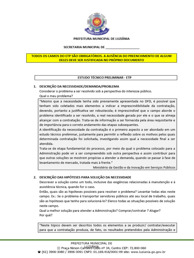 Modelo - Etp | PDF | Economia | Gestão de recursos humanos