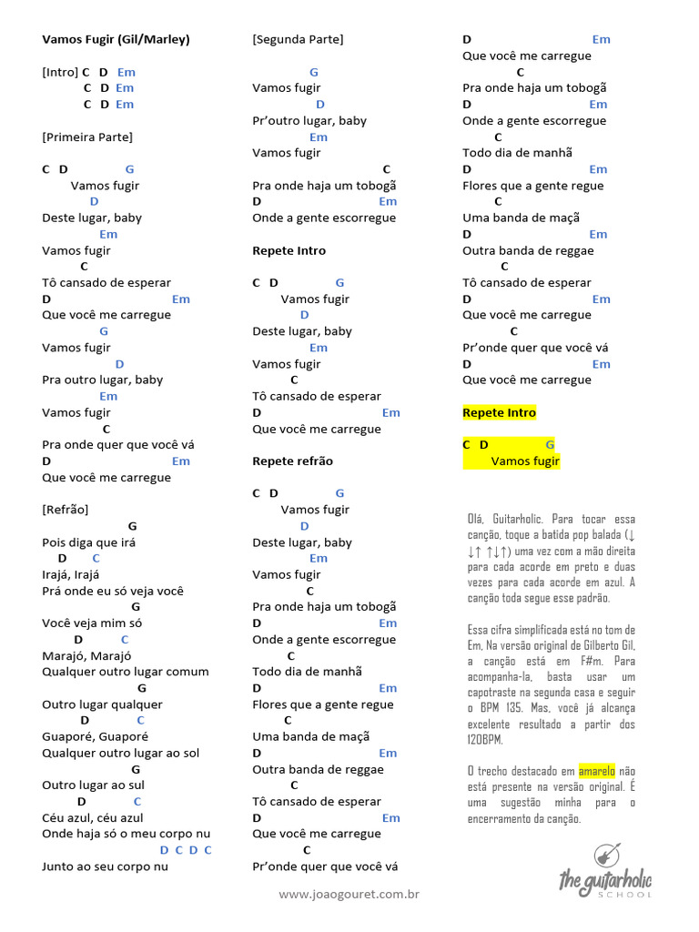 Cifras e Letra: Vamos Fugir | PDF | Músicas | Música gravada
