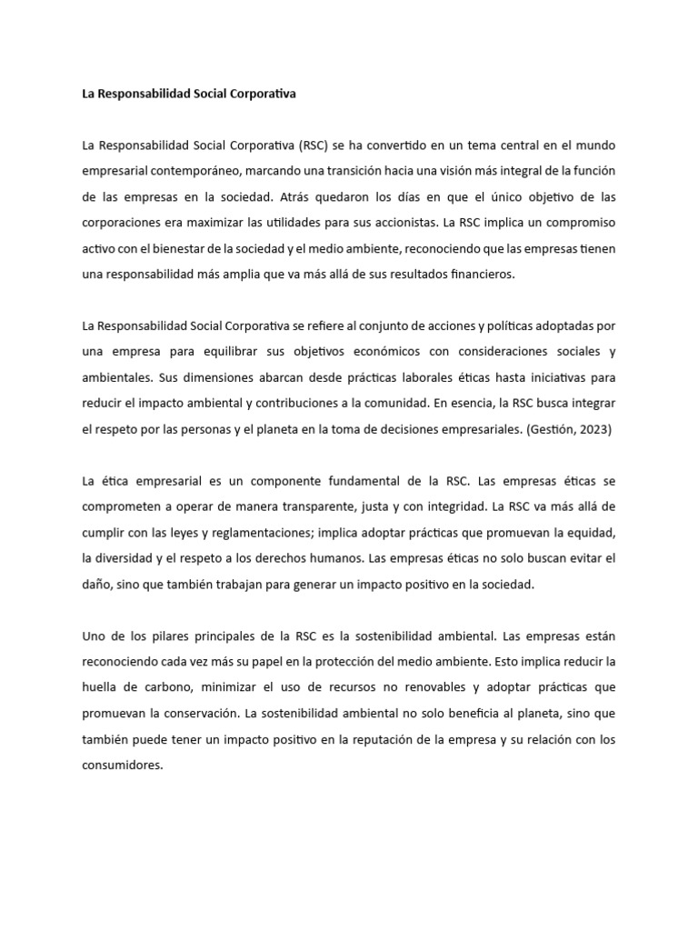 La Responsabilidad Social Corporativa | PDF | Responsabilidad social corporativa | Business