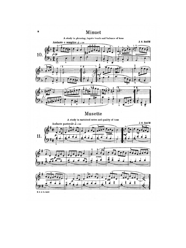 Minuet N10 y Musette N11 - Bach | PDF