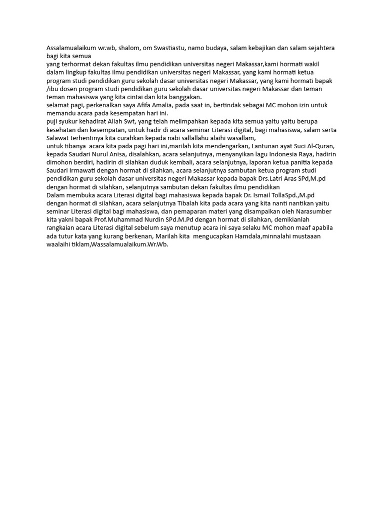 Naskah MC Formal Seminar | PDF