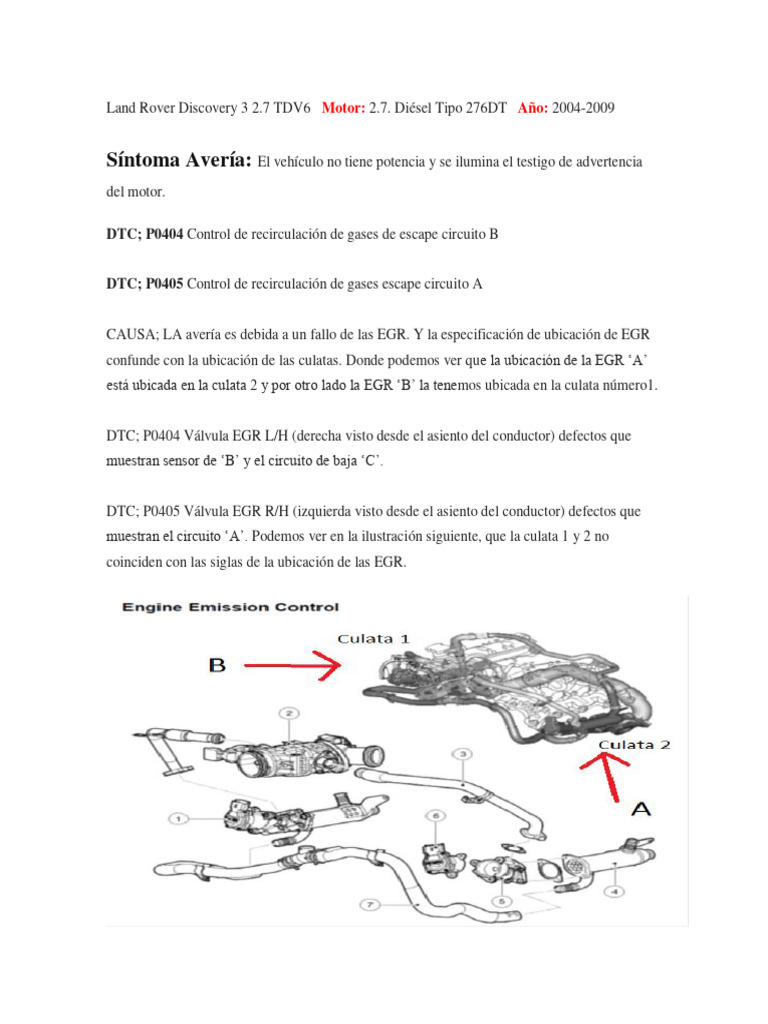 Discover 3 2.7 DTC P0404, P0405 | PDF