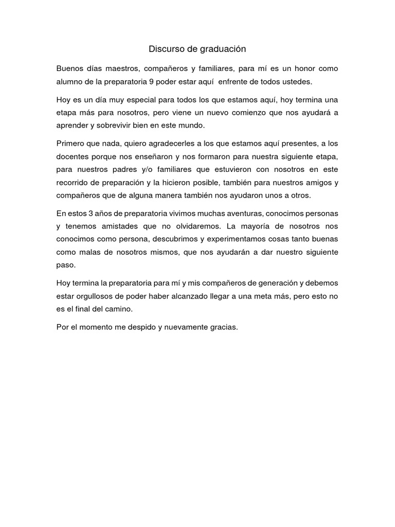Discurso de Graduación | PDF