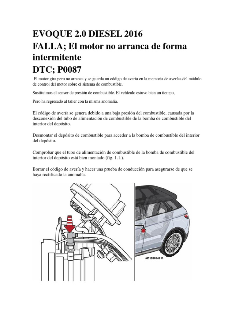 EVOQUE 2.0 DIESEL 2016 DTC ; P0087 | PDF