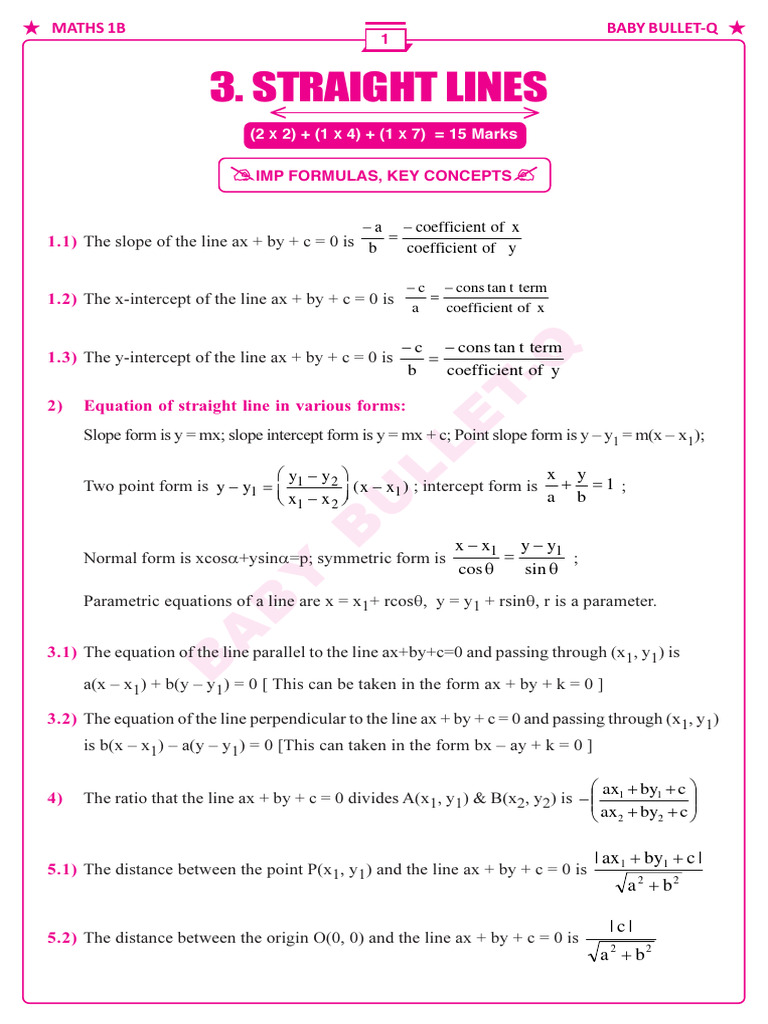 3 Straight Lines | PDF | Line (Geometry) | Equations