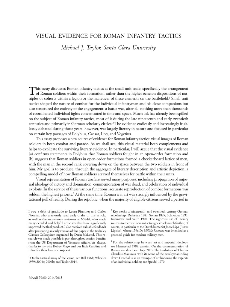 Visual Evidence For Roman Infantry Tacti | PDF