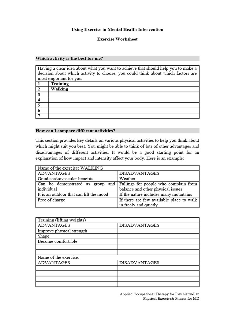 6.2 Applied - Physical Exercise Worksheet | PDF