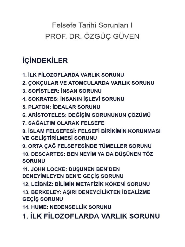 Felsefe Tarihi Sorunları | PDF