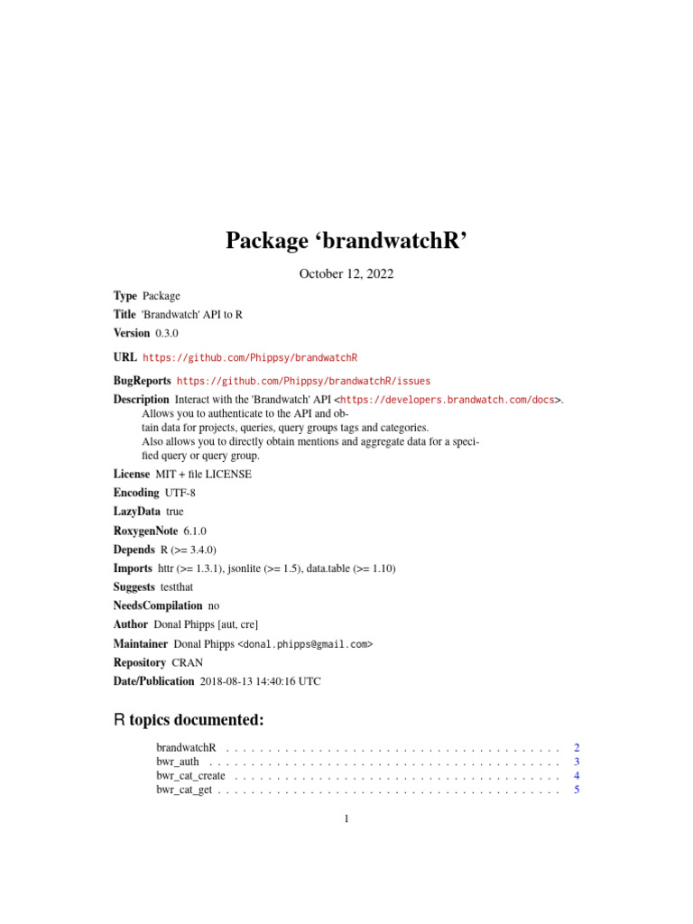 brandwatchR | PDF | Information Retrieval | Parameter (Computer Programming)