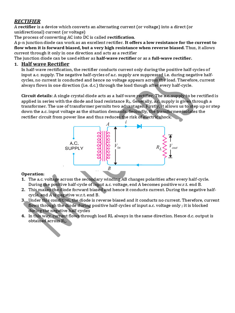 RECTIFIERS | PDF | Teaching Methods & Materials | Science & Mathematics