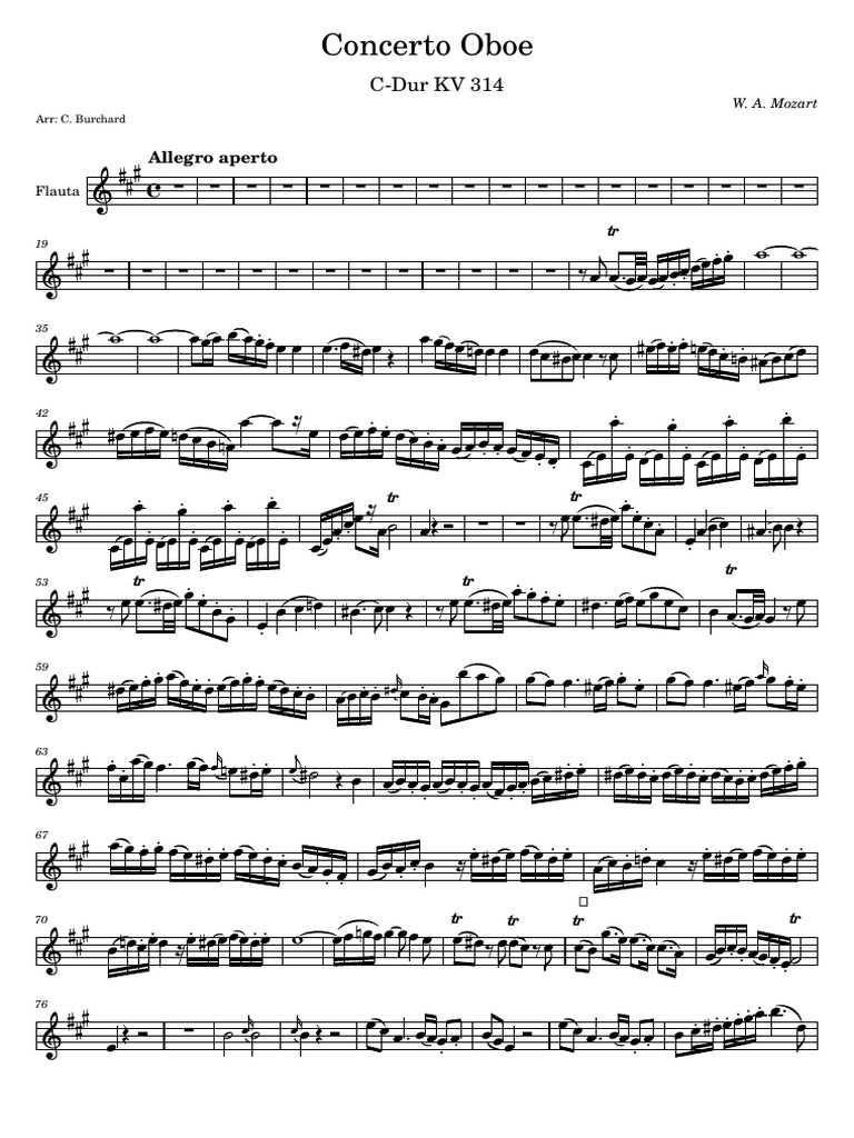 Oboe Concerto in C Major W A Mozart Recorder | PDF | Musical Keys ...
