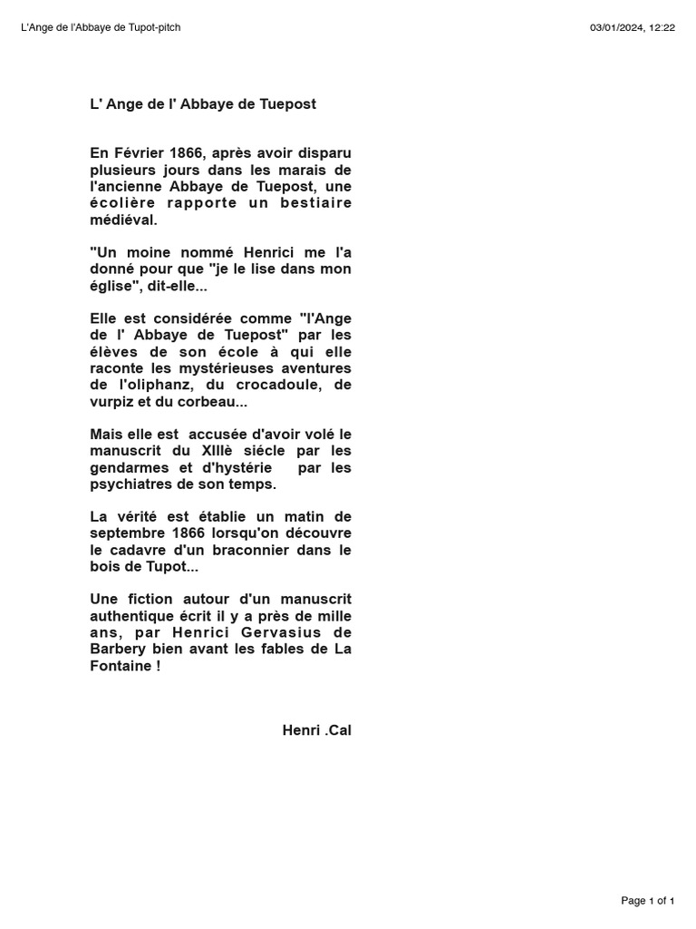 Ange de L'abbaye de Tupot | PDF
