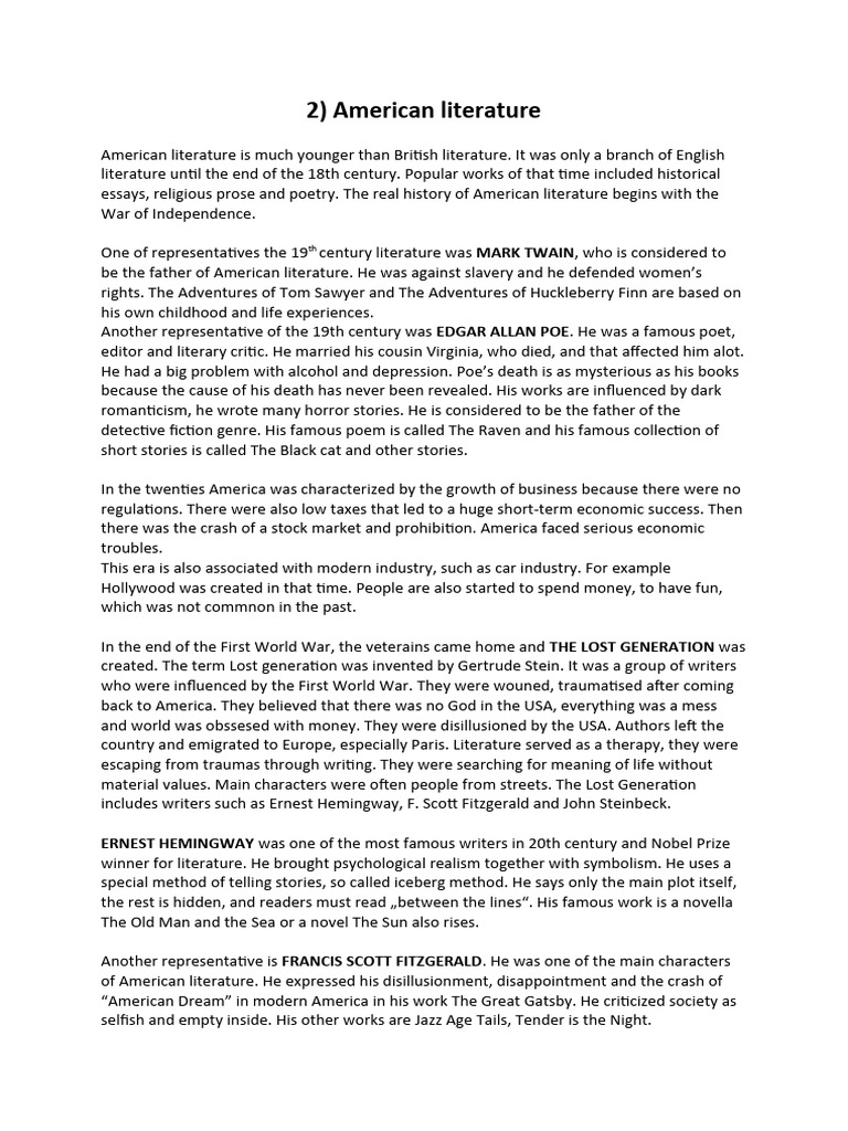 American Literature Evolution | PDF