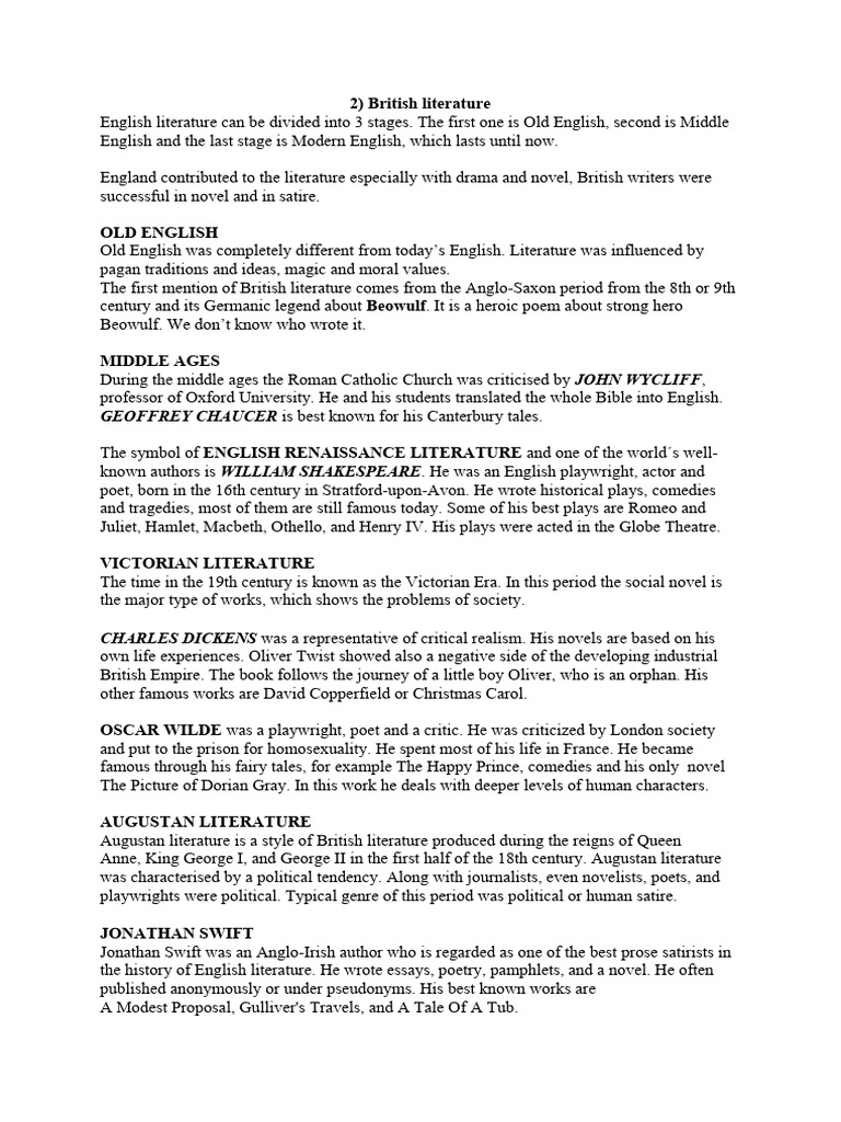 2) British Literature | PDF