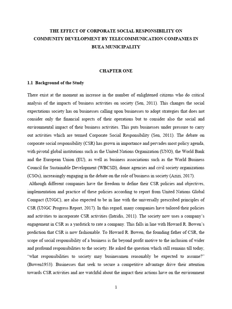 Effect of Corporate Social Responsibility On Community Development ...