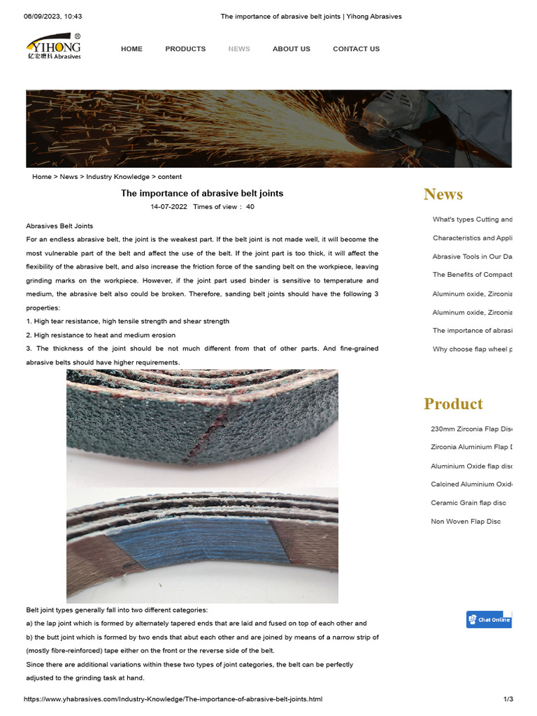 The Importance of Abrasive Belt Joints - Yihong Abrasives | PDF