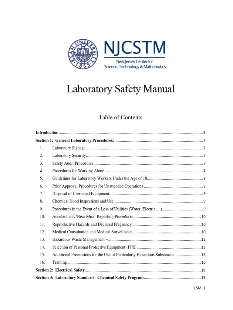 NJCSTM Lab Safety Manual General Safety | PDF