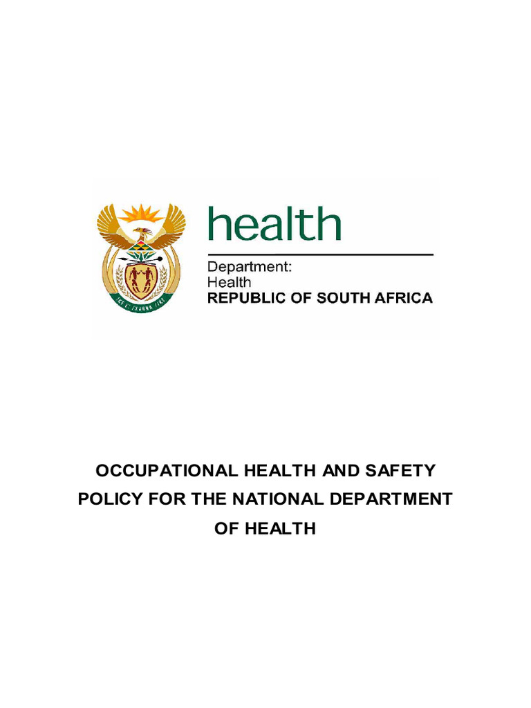 Occupational Health and Safety Policy For The National Department of ...