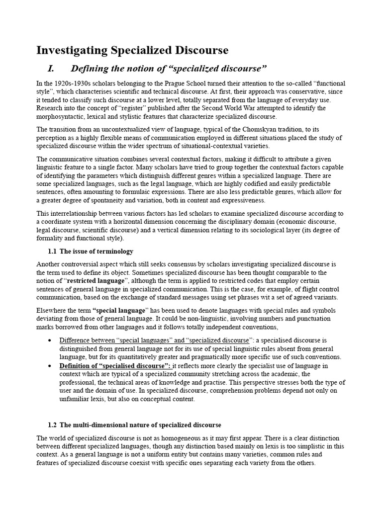 Investigating Specialized Discourse | PDF | Verb | Discourse