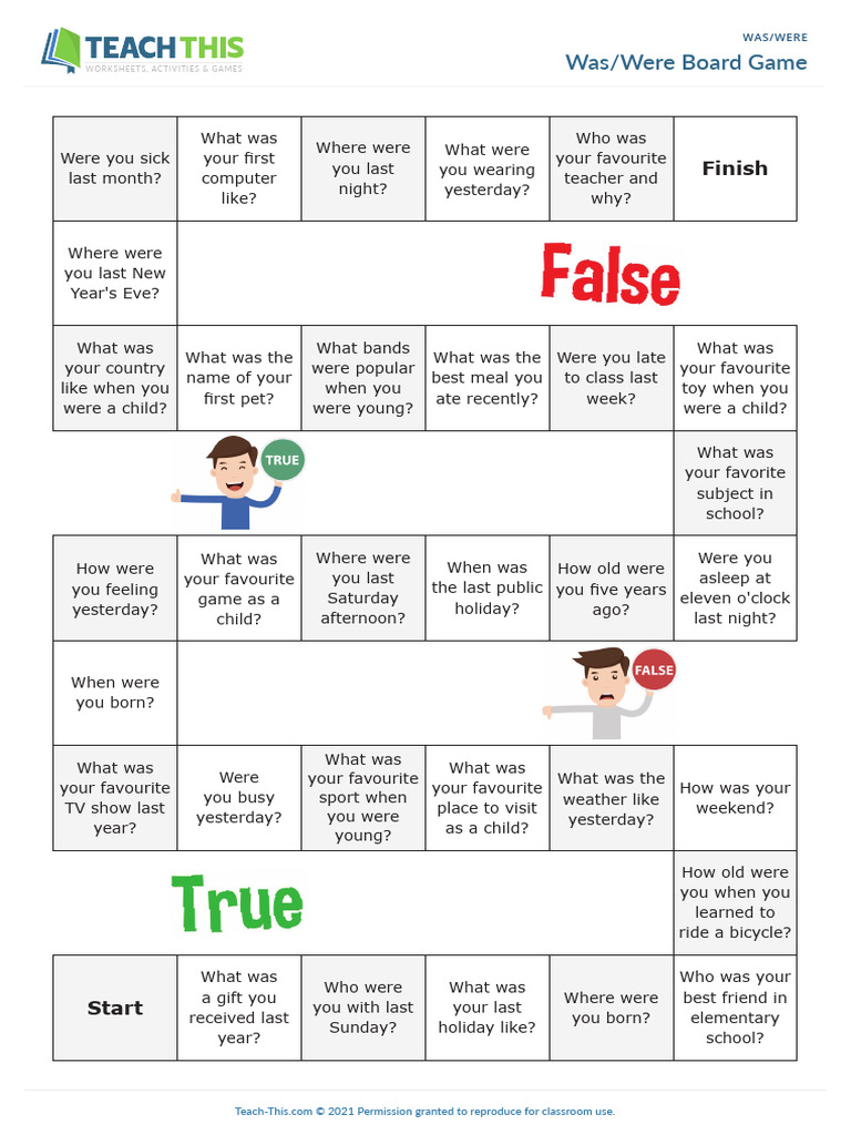 Was and Were Board Game | PDF