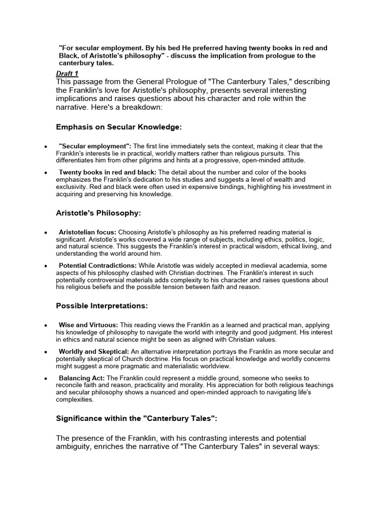 Oxford Cleric in Canterbury Tales | PDF | The Canterbury Tales | Aristotle