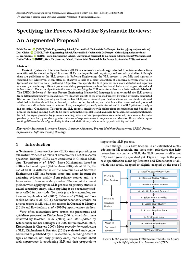 Specifying The Process Model For Systematic Reviews - An Augmented Proposal | PDF | Computers