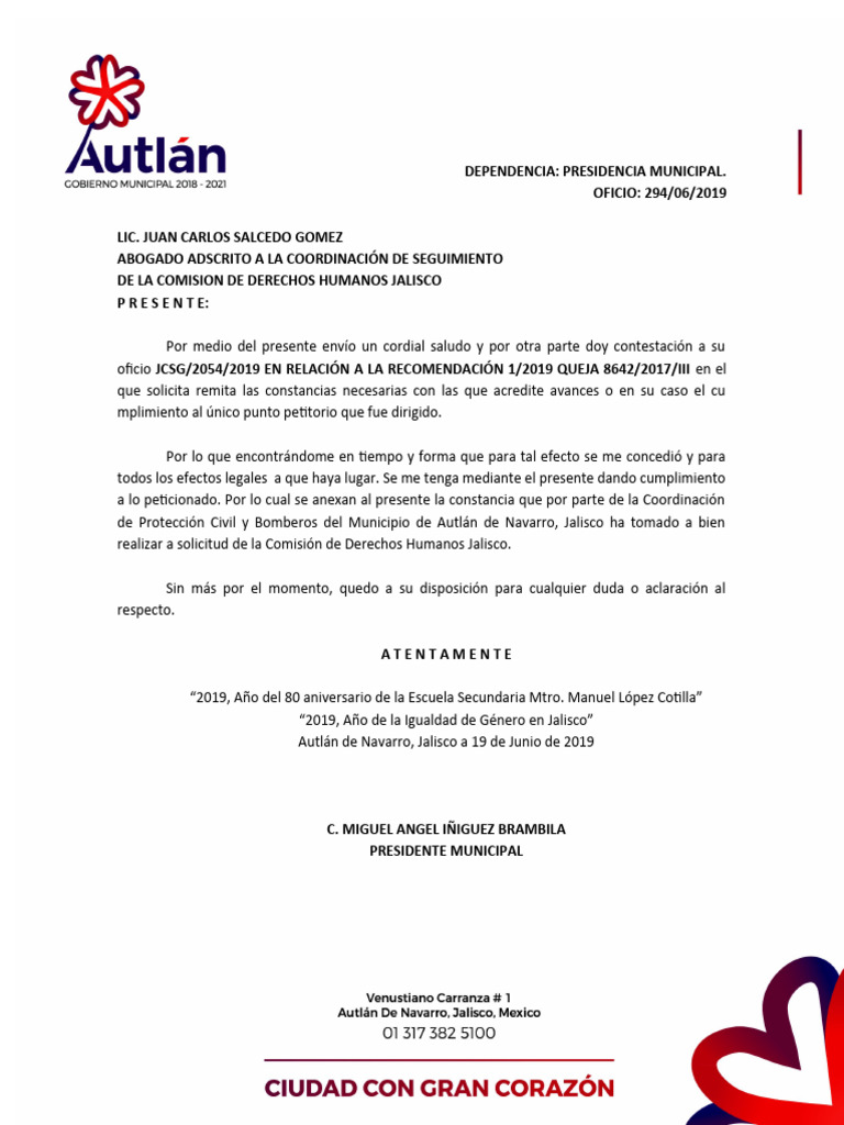 Oficio A Proteccion Civil | Descargar gratis PDF | Gobierno | Justicia