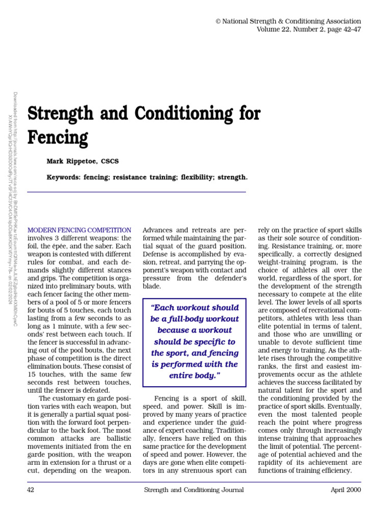 Strength and Conditioning For Fencing.13 | PDF | Weight Training | Fencing