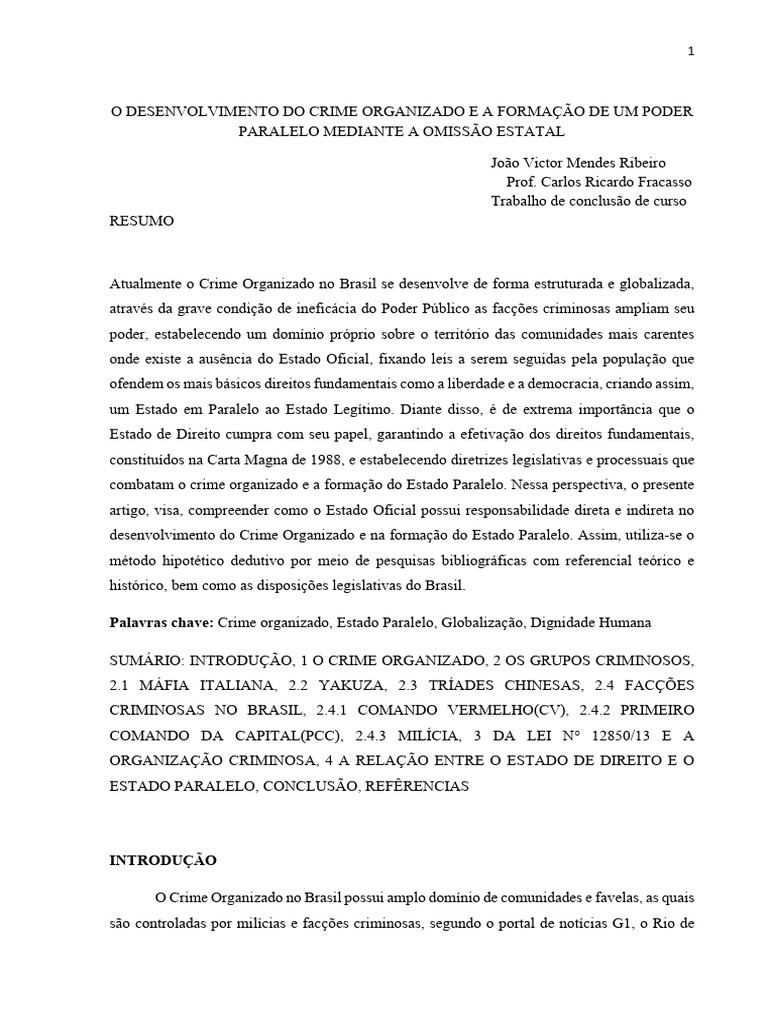 Poder Paralelo - Poder Paralelo e Omissão Estatal | PDF | Crime ...