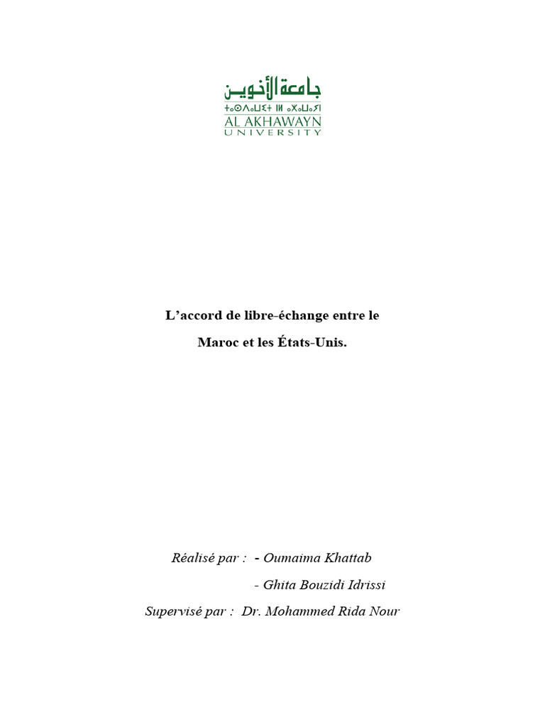 Accord de libre-échange Maroc-USA | PDF | Maroc | Propriété intellectuelle