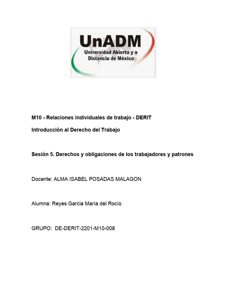 M10 - Relaciones Individuales de Trabajo - DERIT Introducción Al Derecho Del Trabajo | PDF ...