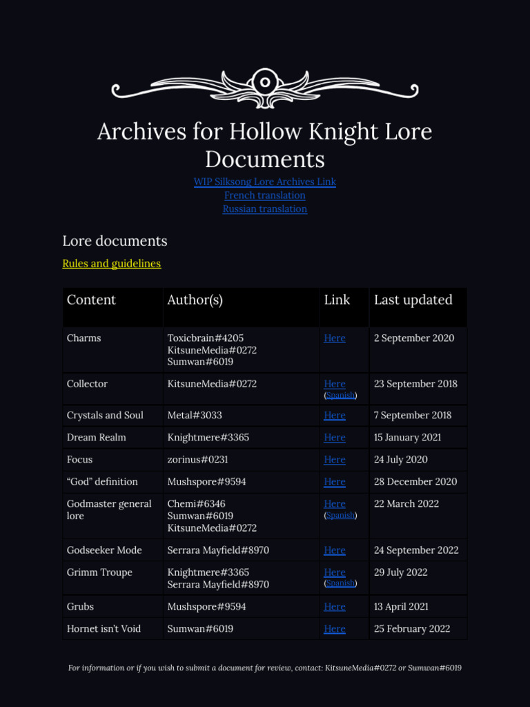 Hollow Knight Lore Archives | PDF