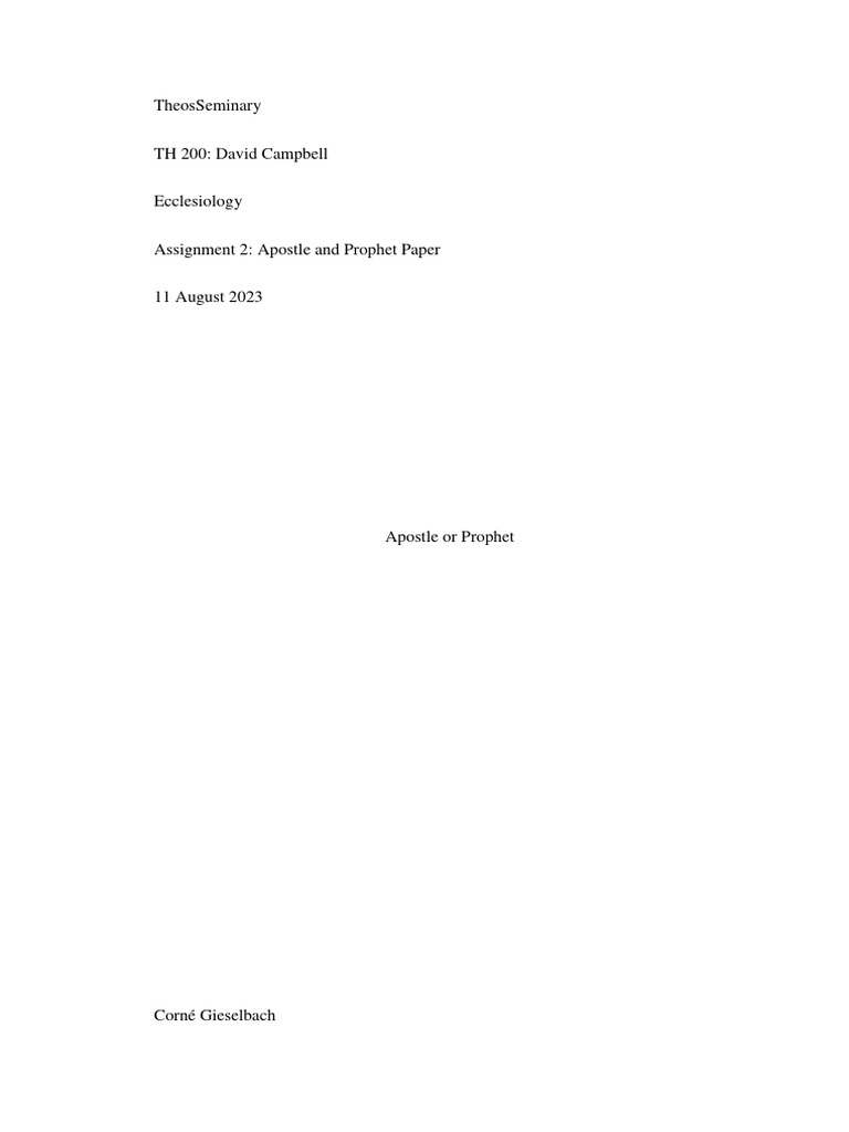 Apostle and Prophet Paper | PDF