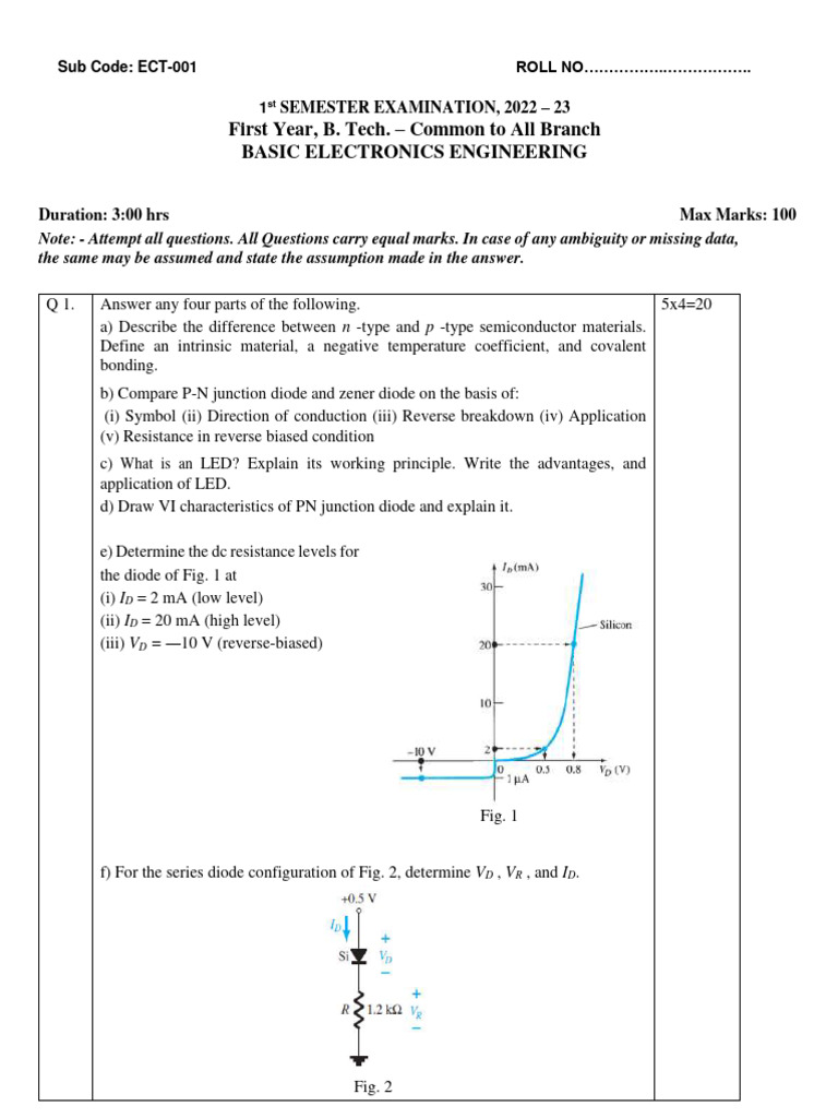 Basic Electronics Engineering I Sem | PDF | Rectifier | Field Effect ...