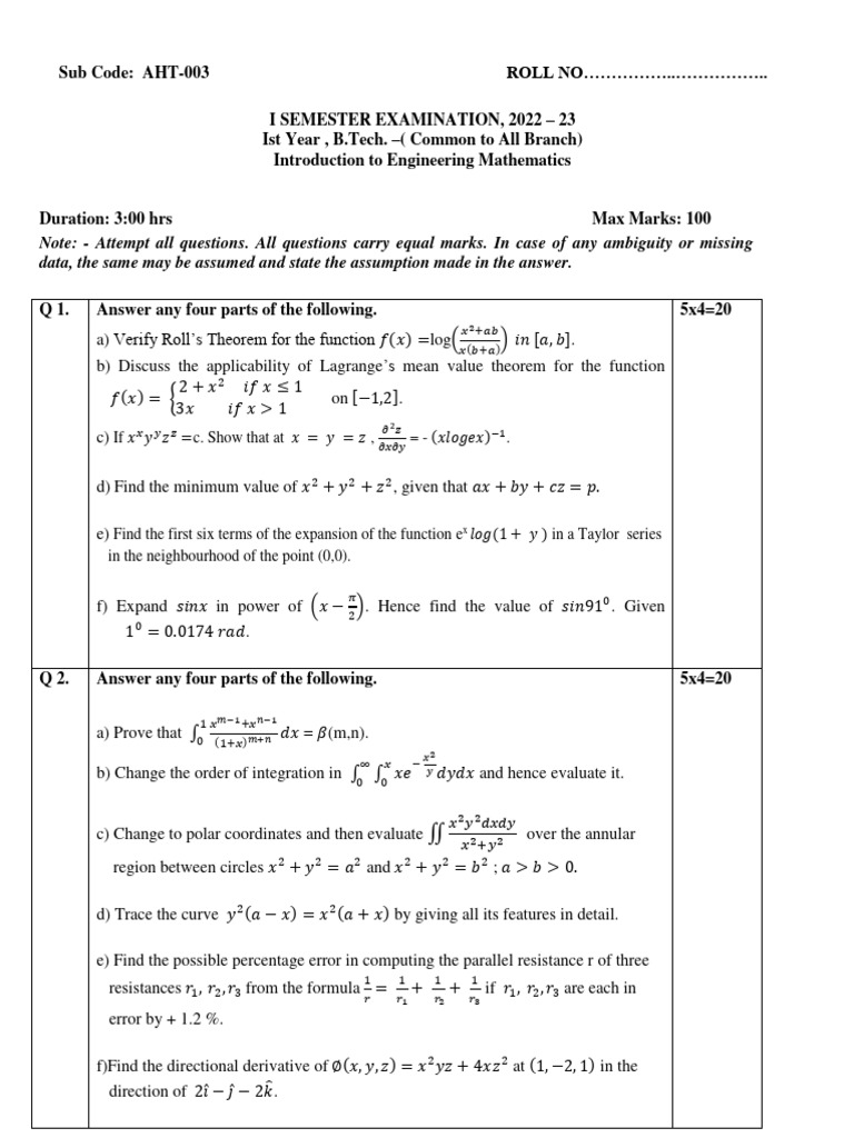 Introduction To Engineering Mathematics I Sem | PDF | Teaching Methods & Materials | Science ...